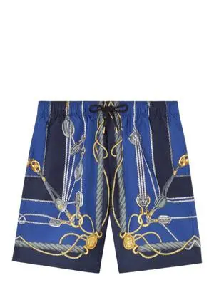 Versace Nautical Print Swim Shorts - Blue