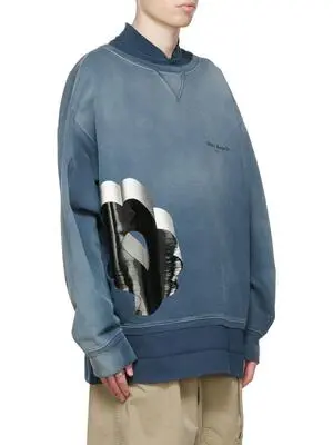 MAISON MARGIELA Printed Crewneck Sweatshirt - Blue