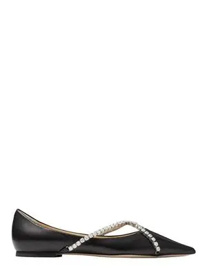 JIMMY CHOO Jimmy Choo Diamond Embellished Pointed Toe Flats