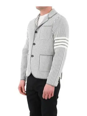 Thom Browne Striped Cotton Blazer - Light Gray