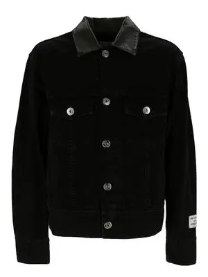 LANVIN Logo-print Distressed Denim Jacket - Black