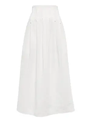 Chloé High-waist Pleated Linen Skirt - White