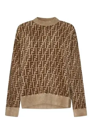 Fendi Ff Pattern Crewneck Jumper - Brown