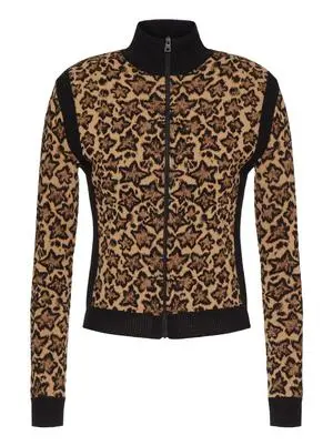 RED VALENTINO Red Valentino Leo Star Jacquard Zip-Up Sweater