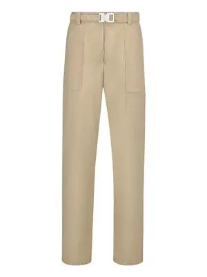 Dior Cargo Pants With 'cd' Buckle Belt - Nude