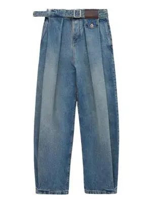 Loewe Belted Pleated Wide Leg Jeans - Washed Denim Blue