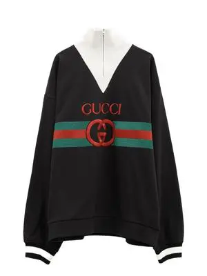 Gucci High-neck Embroidered Logo Sweatshirt - Black