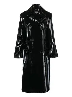 Raf Simons Double-breasted Lapel Long Overcoat - Black