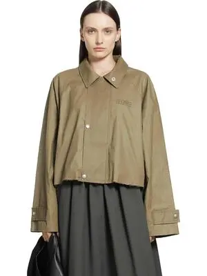 MAISON MARGIELA MM6 MAISON MARGIELA Cropped Wax Jacket Green