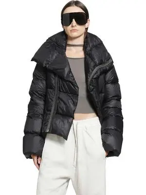 Rick Owens Tower Naska Duvet Padded High Neck Zip Up Jacket - Black
