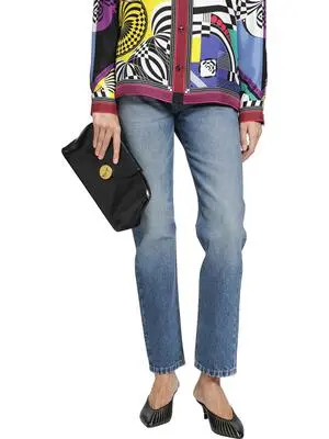 Versace Straight Leg High Rise Jeans - Blue