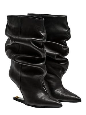 Balmain No Wedge Smooth Leather Ankle Boots - Black