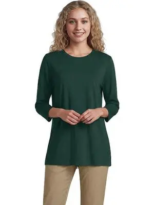 LANDS' END Tall 3/4 Sleeve Supima Cotton Tunic - Pine