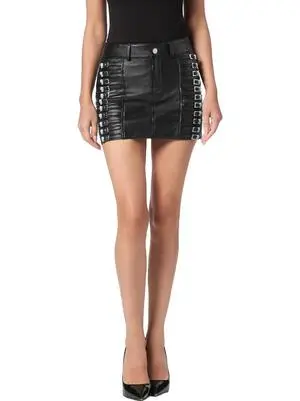 Philipp Plein Leather Mini Skirt With Skull Embellishments - Black