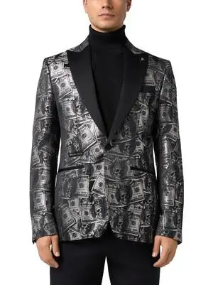 Philipp Plein Blazer All-over Plein Dollars - Black/silver
