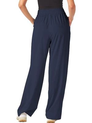 GLYDER GLYDER Sydney Wide-Leg Stretch Woven Pants Navy