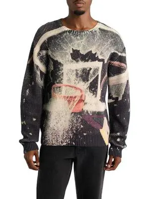 MARKET Break The Backboard Waffle Knit Sweater - Black Multi