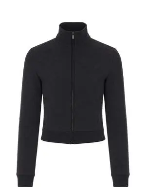 Gucci Gg Jacquard High-neck Long-sleeve Zip T-shirt - Nero