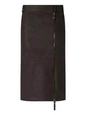 Pinko Zip-detail Midi Pencil Skirt - Brown