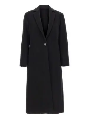 Marella Pavido Long Single-breasted Coat - Black