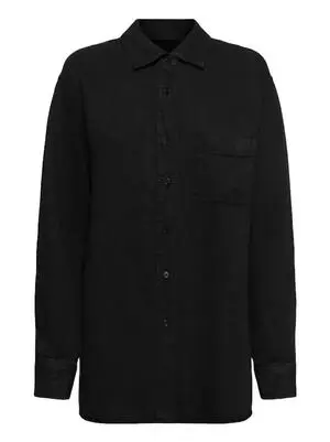 THE ROW Linen Long Shirt With Button Cuffs And Pocket - Black