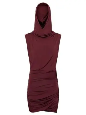 Magda Butrym Draped Viscose Mini Dress With Hood - Red