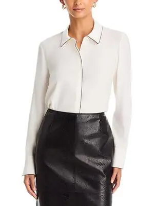 Lafayette 148 New York Scottie Silk Blouse - Cloud