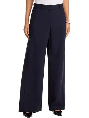 Theory Wool Stretch Back Pleat Classic Trousers - Deep Navy