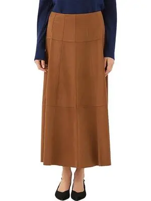 Karen Kane Tiered Faux Suede Midi Skirt - Camel