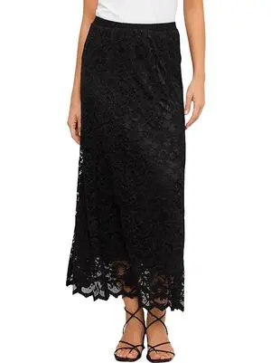 Karen Kane Petites Lace Midi Skirt - Black