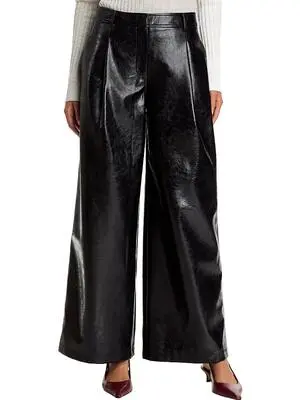 TOCCIN Airey Pleated Faux Leather Pants - Jet
