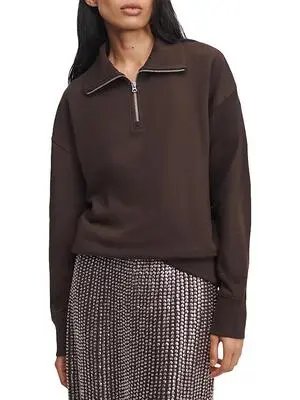 Rag & Bone The Everyday Terry Cotton Half Zip Sweatshirt - Espresso
