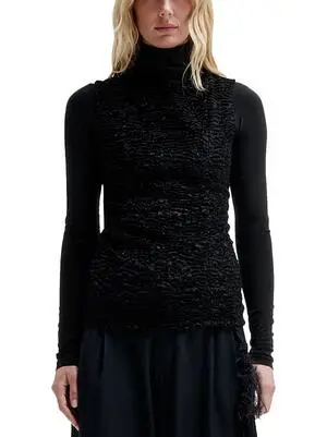 DARKPARK Darkpark Faux Fur Mixed Media Top
