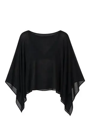 TOHEN Astor Silk Blend Cape Top - Black