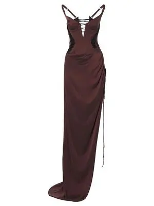 MARIA LUCIA HOHAN Ruched Corset Gown - Brown