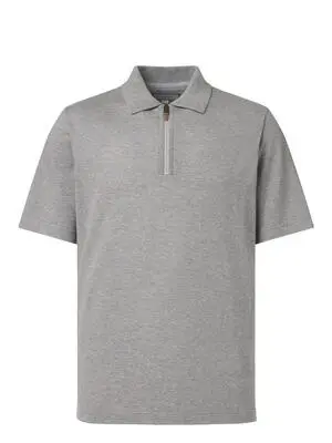 Canali Cotton And Cashmere Polo Sweater - Grey