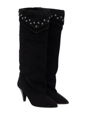 Isabel Marant Étoile Embellished Suede Knee-high Boots - Black