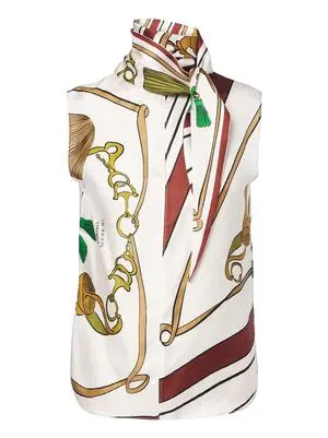 Dorothee Schumacher Cosmic Funghi Printed Tie-neck Silk Twill Top - Multicoloured