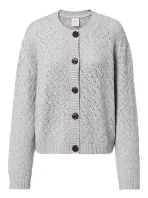 Varley Hossler Pointelle Cotton-blend Cardigan - Grey