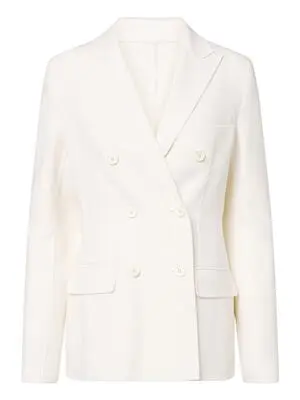 Fendi Double-breasted Virgin Wool Blazer - White