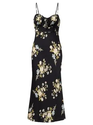 Veronica Beard Kieren Floral Silk-blend Georgette Midi Dress - Black