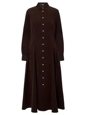 Polo Ralph Lauren Cotton Corduroy Midi Shirt Dress - Brown