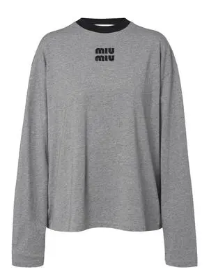 MIU MIU Oversized Cotton Jersey T-shirt