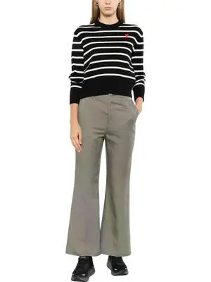 AGNES B. Khaki Drawstring Trousers - Green