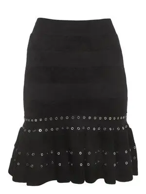 Alexander McQueen Eyelet Ruffled Midi Skirt - Black