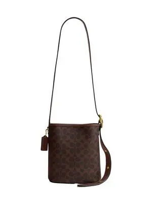 COACH OUTLET Coach Signature Canvas Bleecker Bucket Bag 21 - Brass/maple