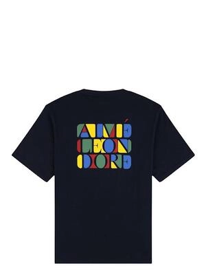 Aimé Leon Dore Stacked Logo Tee Shirt - Navy Blue Blazer