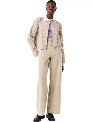 Maje Rhinestone Checked Shirt With Removable Tie - Beige