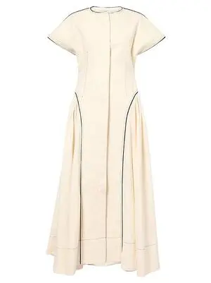 Mona Alshebil Open-back Contrast-stitch Denim Maxi Dress - Cream