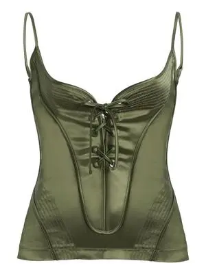 Paris Georgia Paloma Satin Corset Camisole - Green